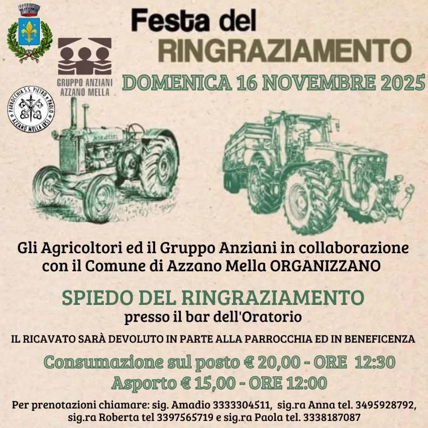 Festa del Ringraziamento di Azzano Mella Novembre 2025 - Eventi Italiani
